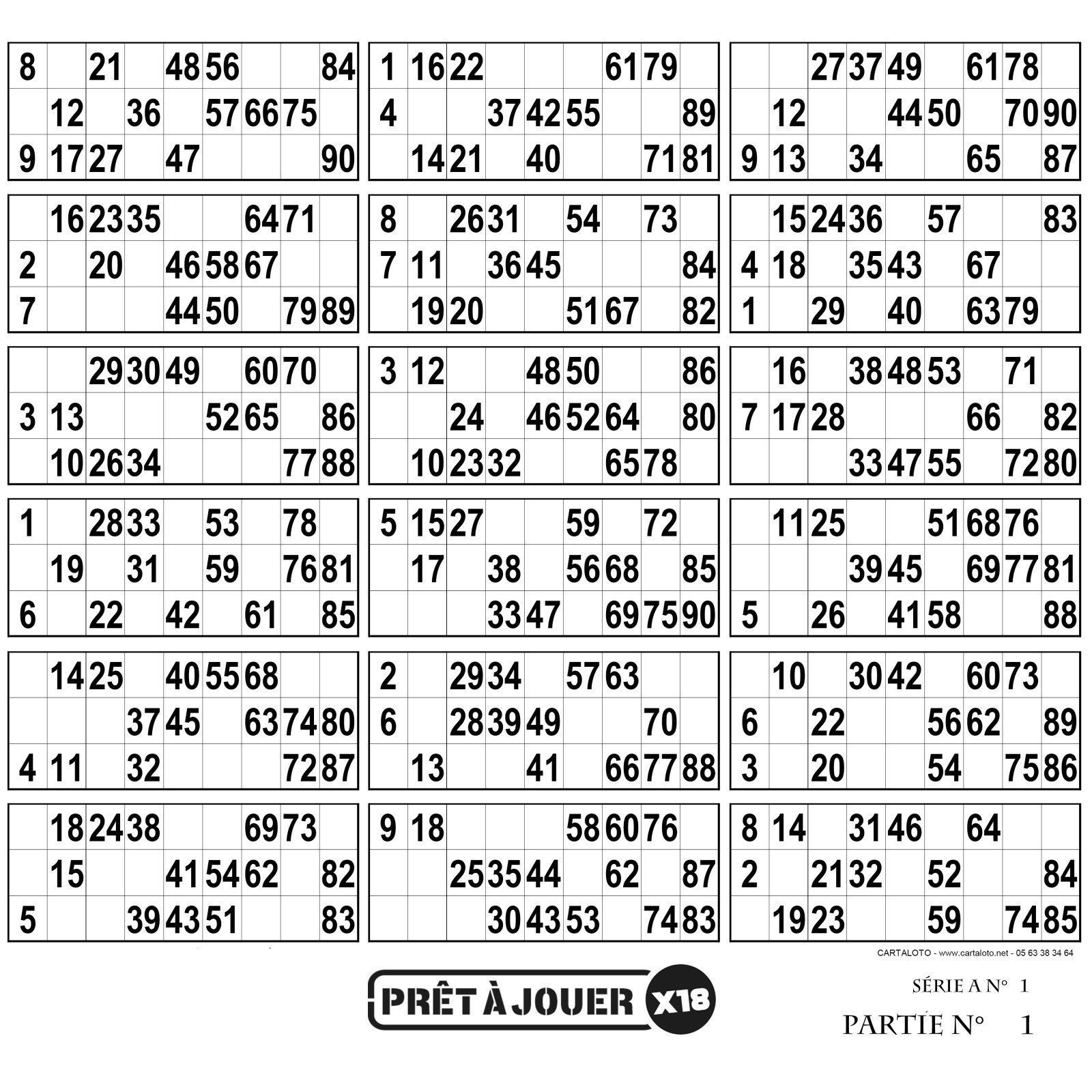 Prêt à jouer 18 grilles I Partie spéciale I Feuille loto