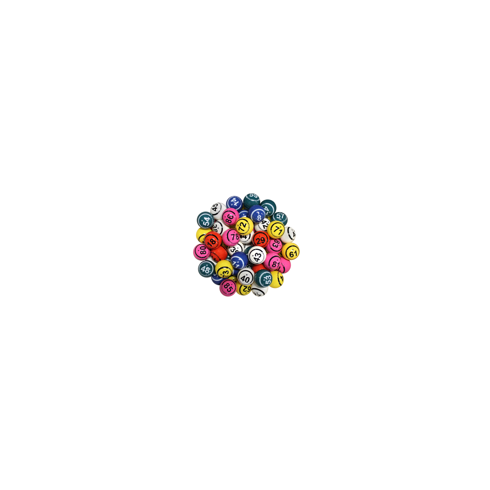 Bingo ball set I Multi-colored & double numbered coated balls 1 - 90