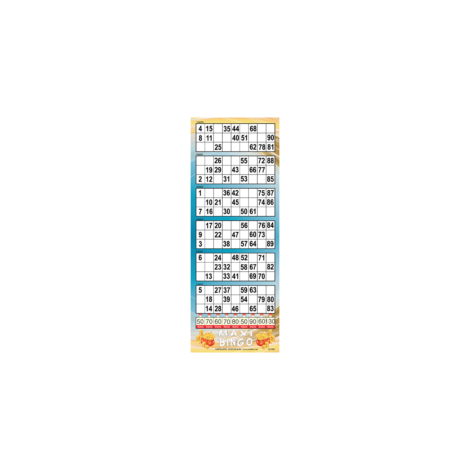 Maxi Bingo tickets with 6 grids I Funny bingo games