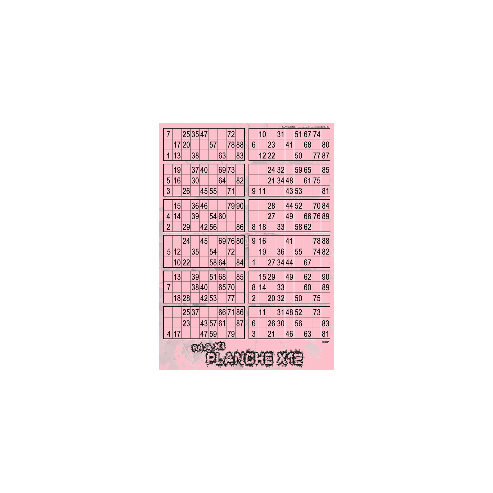 Maxi bingo board with 12 grids I Bingo boards I 90-ball bingo