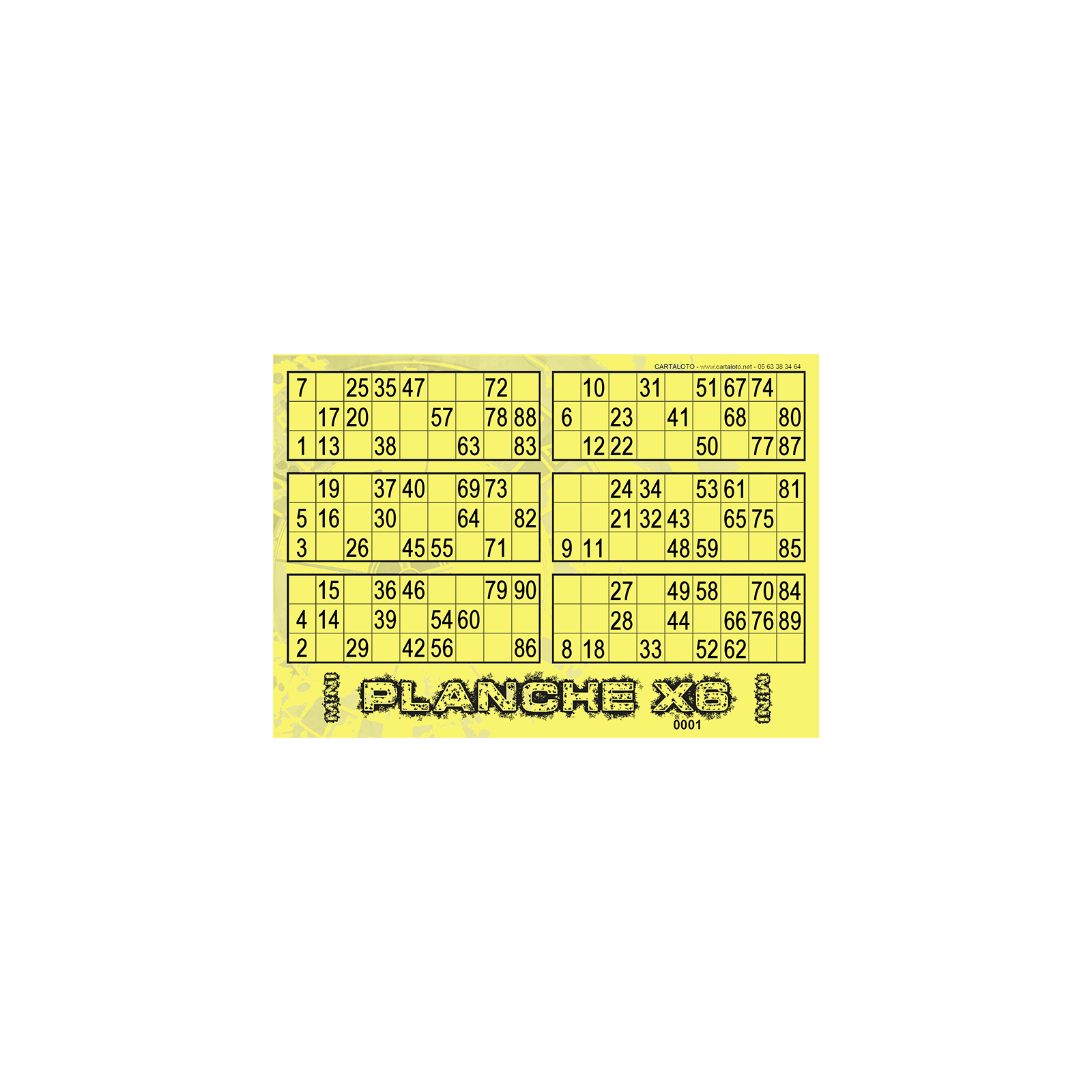 Mini planche I Paper bingo cards with 6 grids I Bingo games