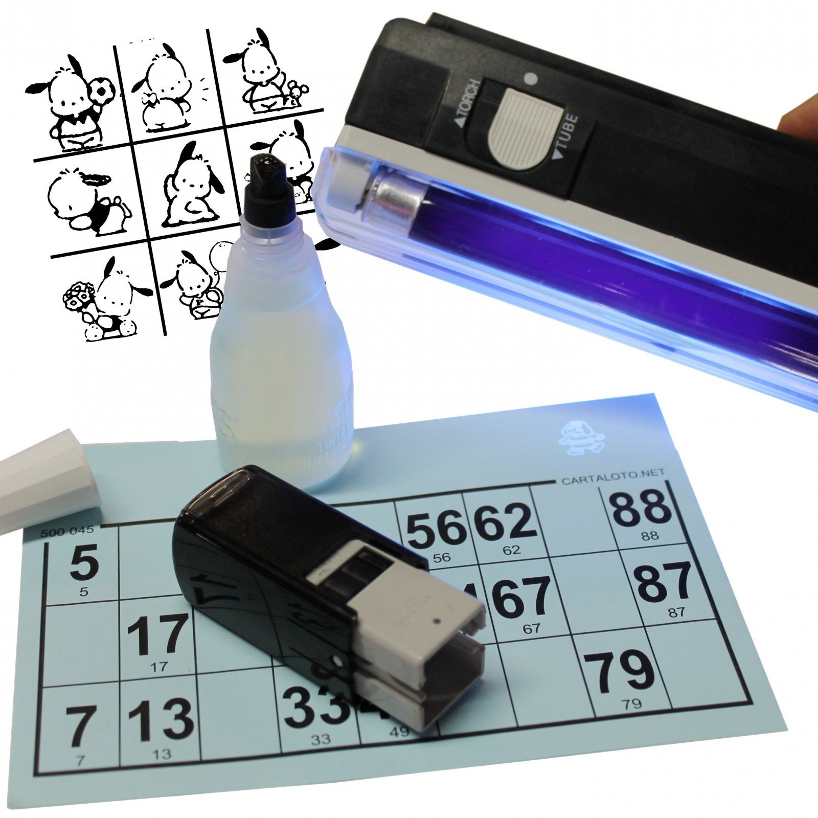 Kit de contrôle de cartons de loto avec lampe uv plus encre invisible